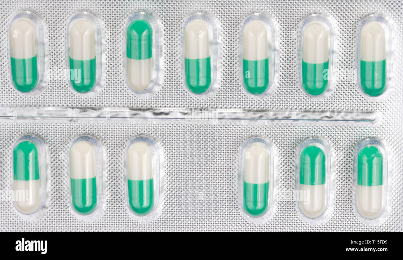 Many Tablets in Blister Isolated Stock Photo - Alamy