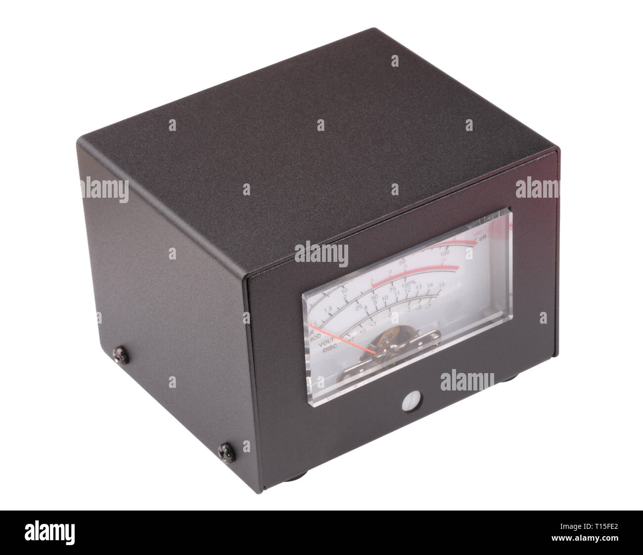 Analog Meter in Black Metal Case Isolated Stock Photo - Alamy