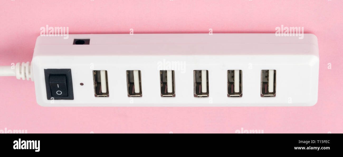 Usb Hub on Pink Background Stock Photo - Alamy