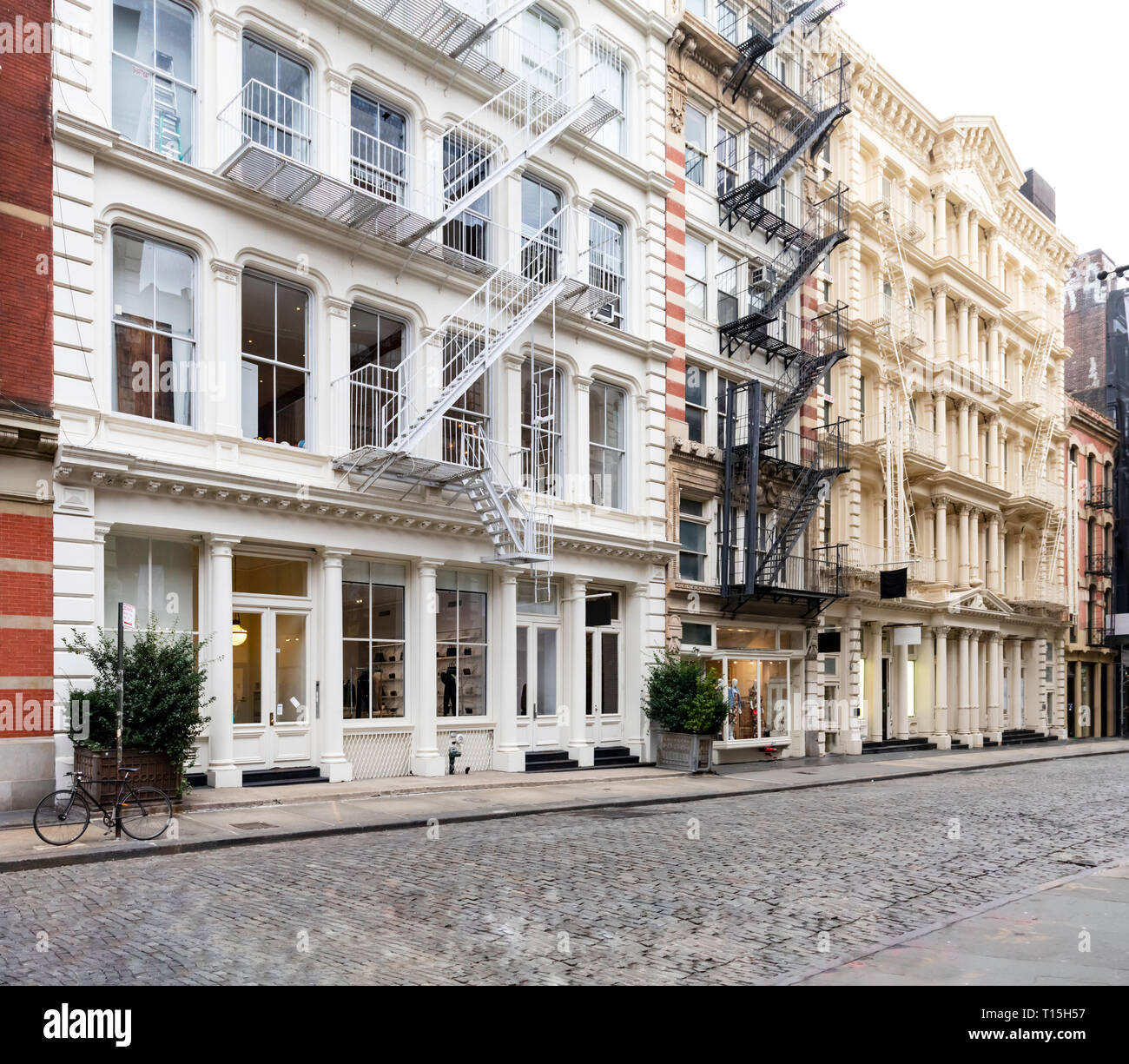 Historic buildings along Greene Street in the SoHo neighborhood of ...
