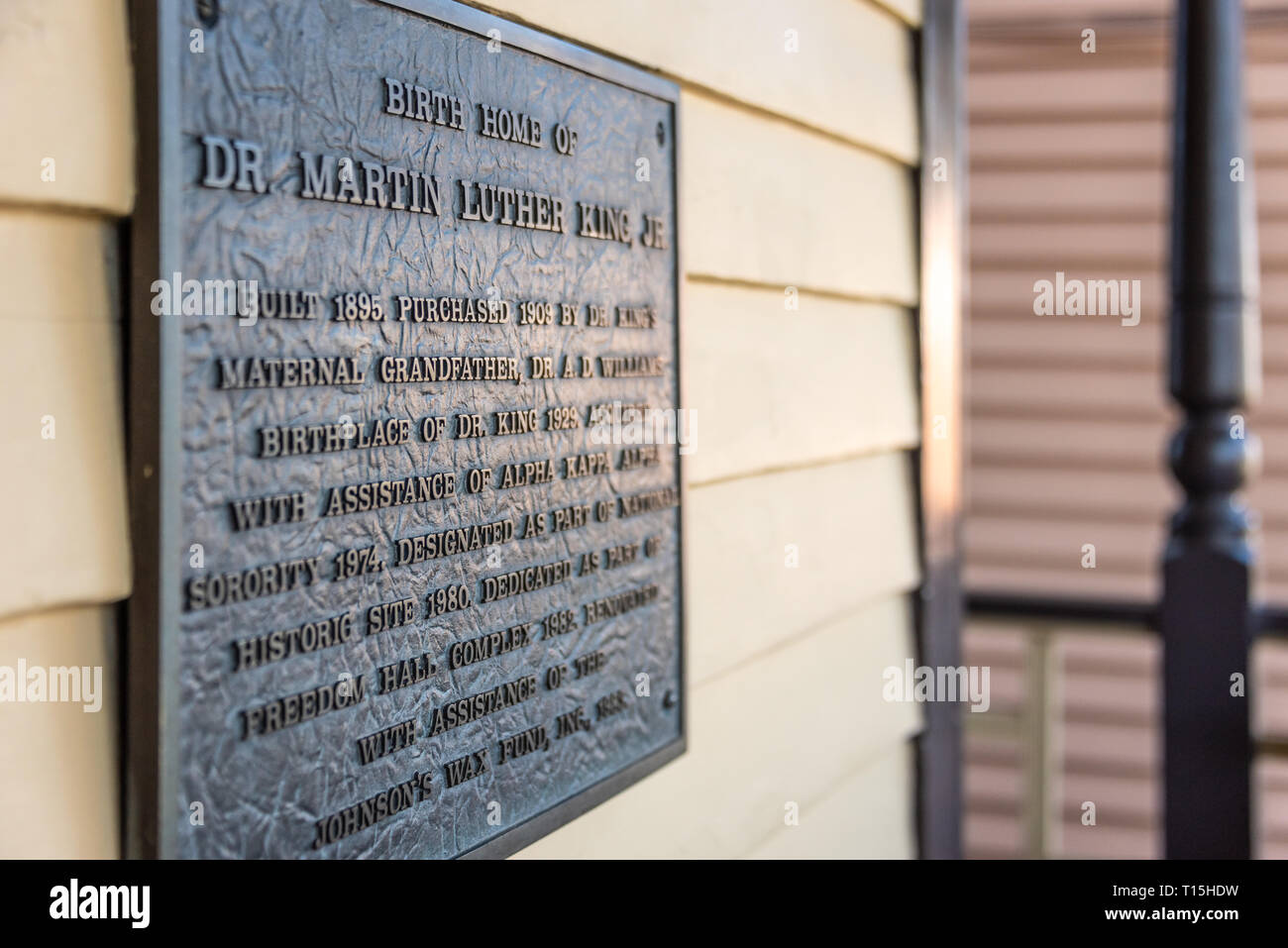 Historical plaque at the birth home of Dr. Martin Luther King, Jr. in ...