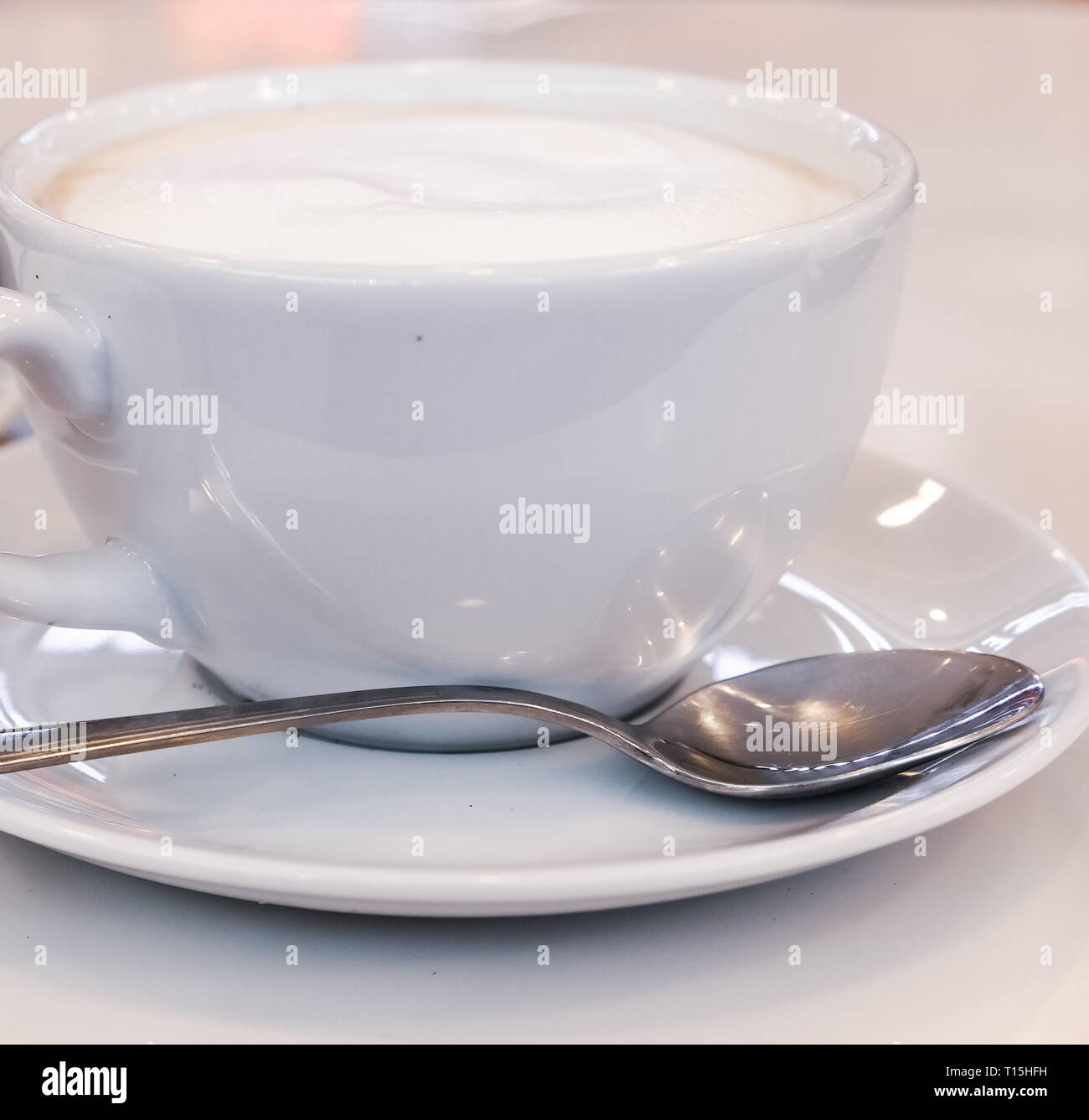 Breakfast, food and drinks and service concept - Cappuccino in a ...