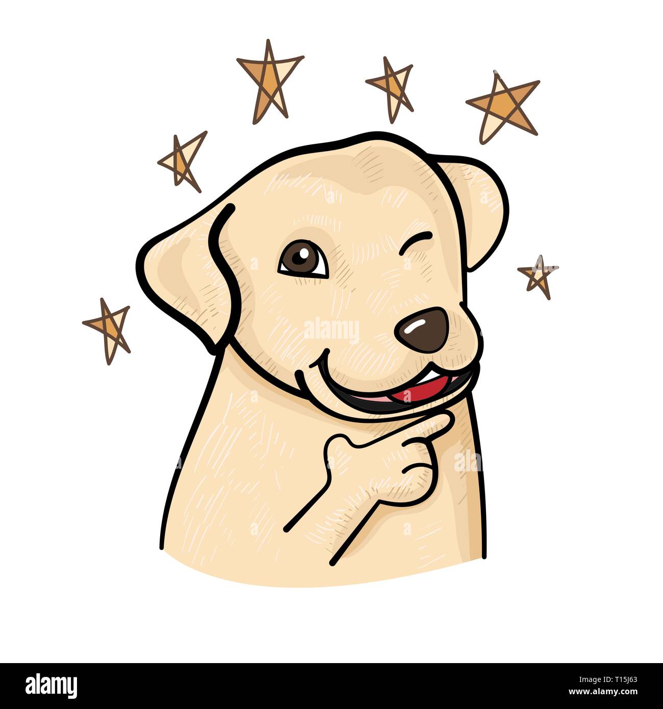 Cute labrador dog in confidence pose, blinking eye with sparkling stars ...