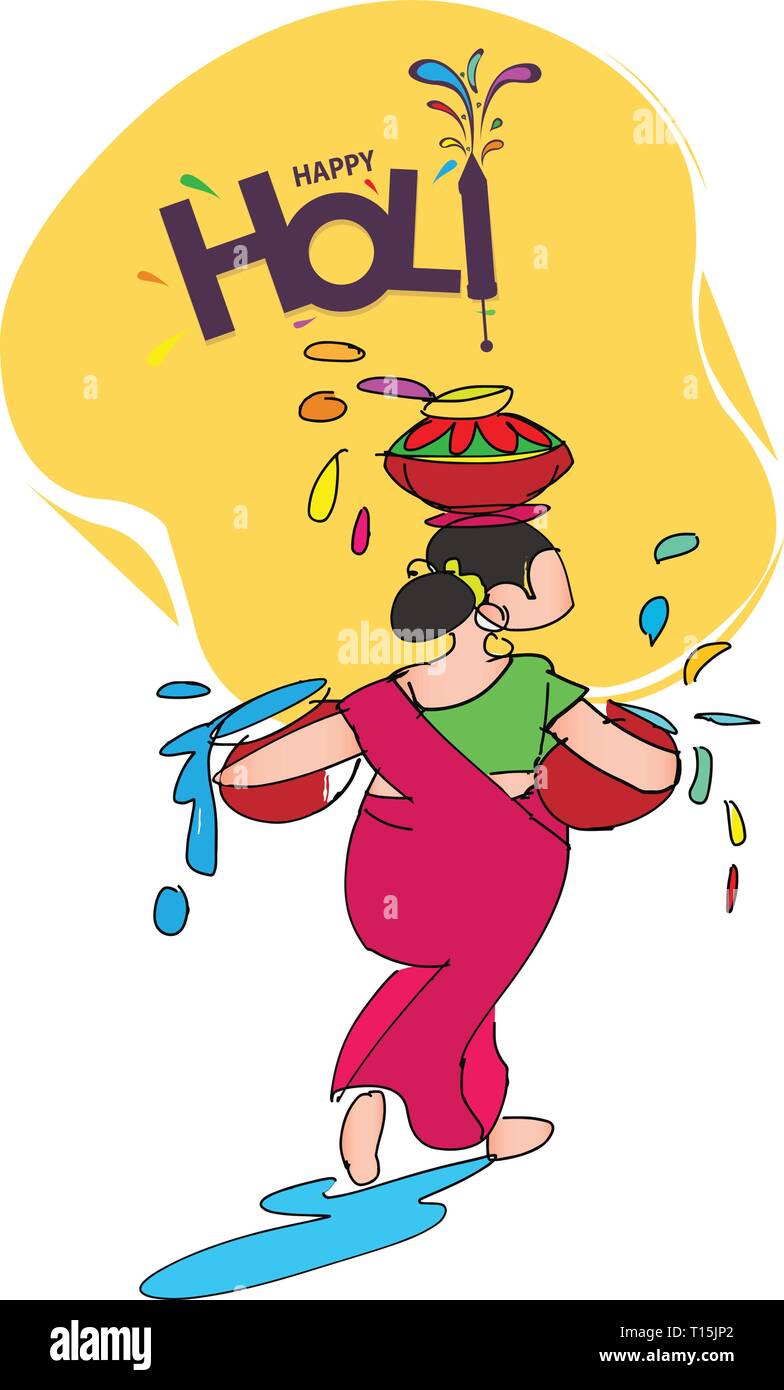 Indian girl holi festival colors Stock Vector Images - Alamy