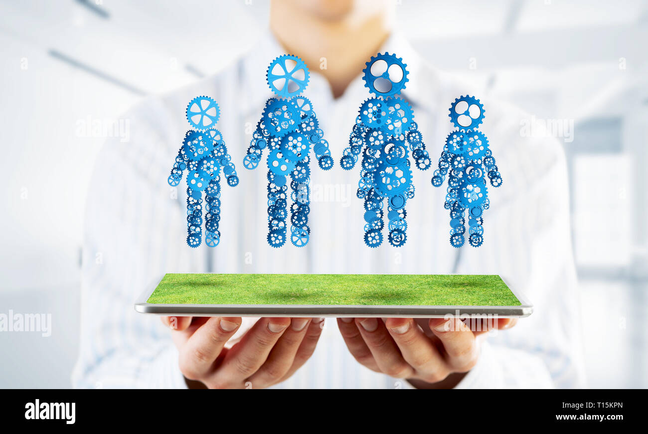 Concept of cooperation or maybe family with two figures presenting ...