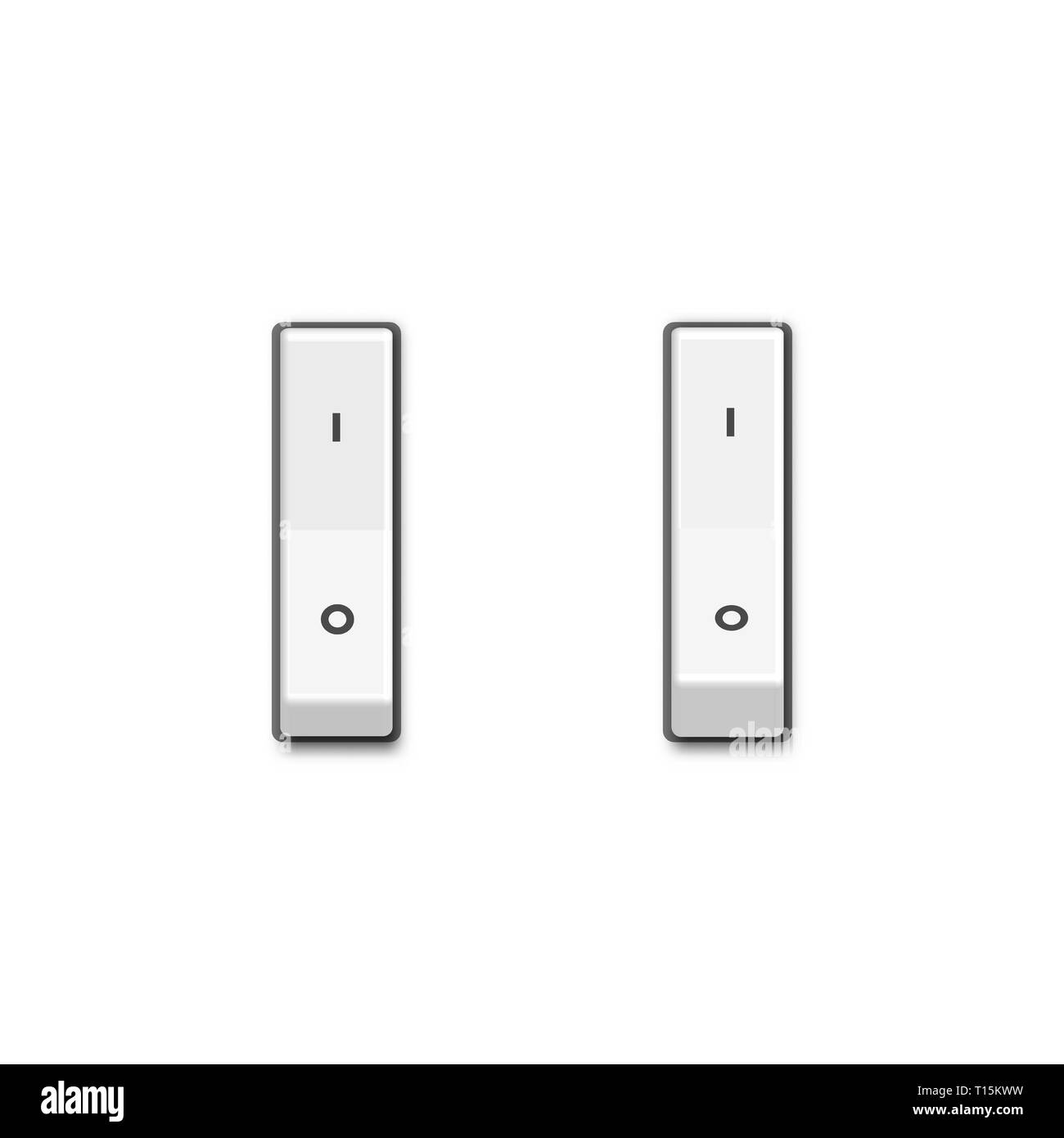 Set of realistic toggle switches in on and off positions. Electrical ...