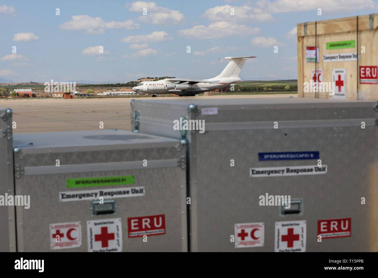 The plane that transports humanitarian aid to Mozambique Stock Photo ...