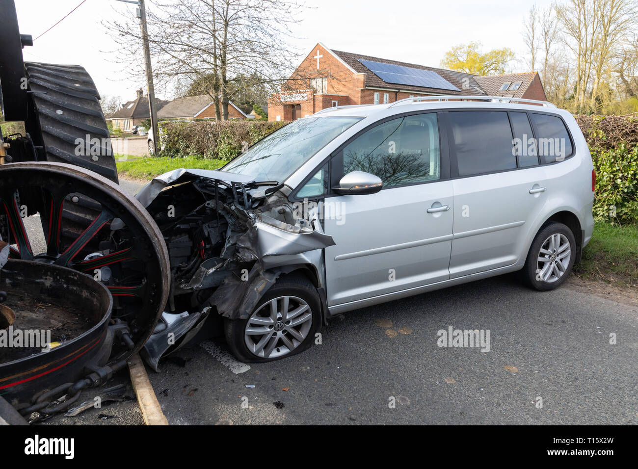 Great Barton, Suffolk, UK. 23rd March 2019. Road traffic accident ...