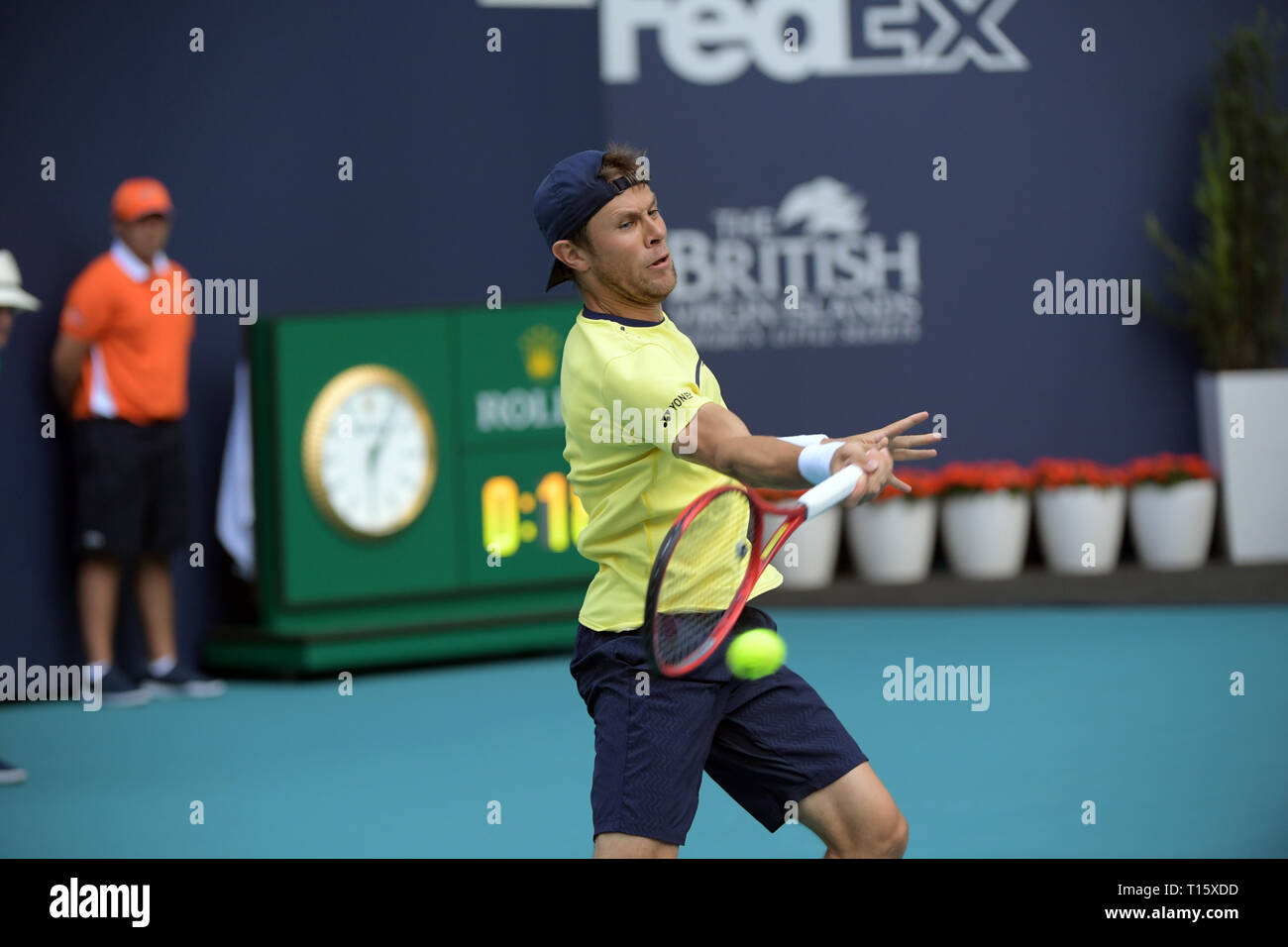 MIAMI GARDENS, FLORIDA - MARCH 23: Radu Albot looks miserable in the ...