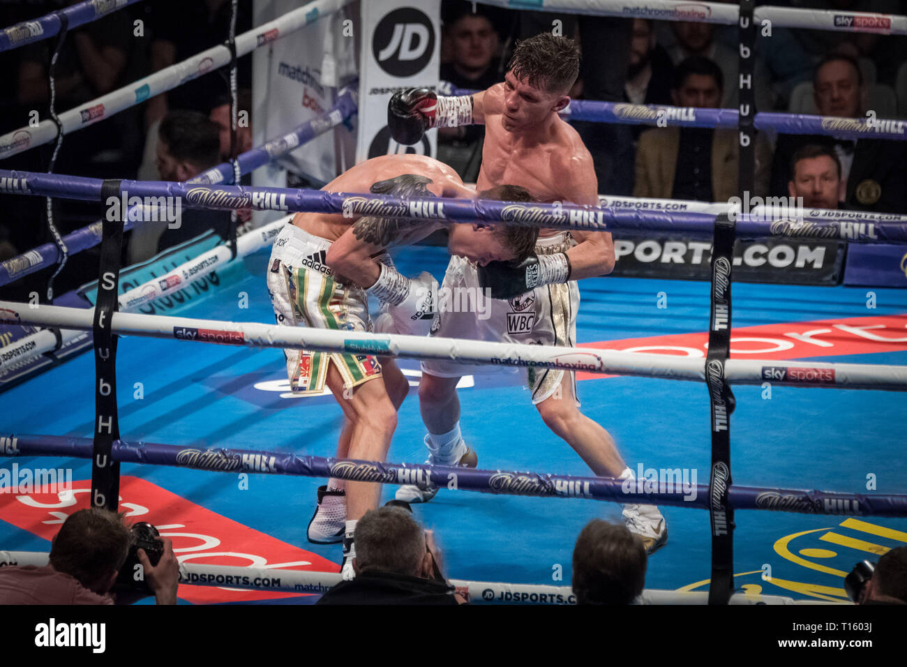 London, UK. 23rd March, 2019. Charlie Edwards retains his WBC World ...