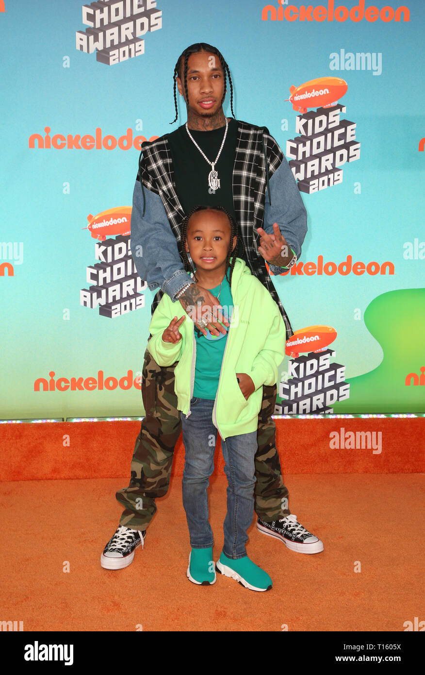 LOS ANGELES, CA- MARCH 23: Tyga and King Cairo at Nickelodeon's 2019 ...