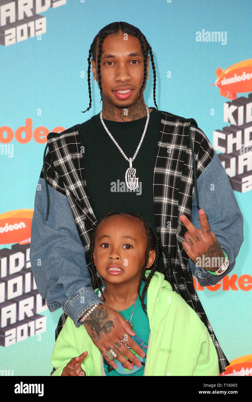 LOS ANGELES, CA- MARCH 23: Tyga and King Cairo at Nickelodeon's 2019 ...