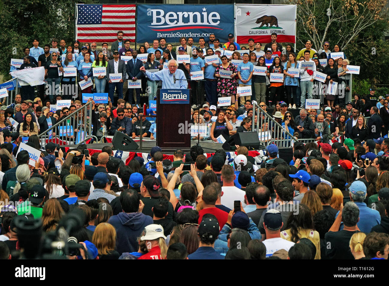 Senator Bernie Sanders campaigning for the Democratic Nomination in Los ...