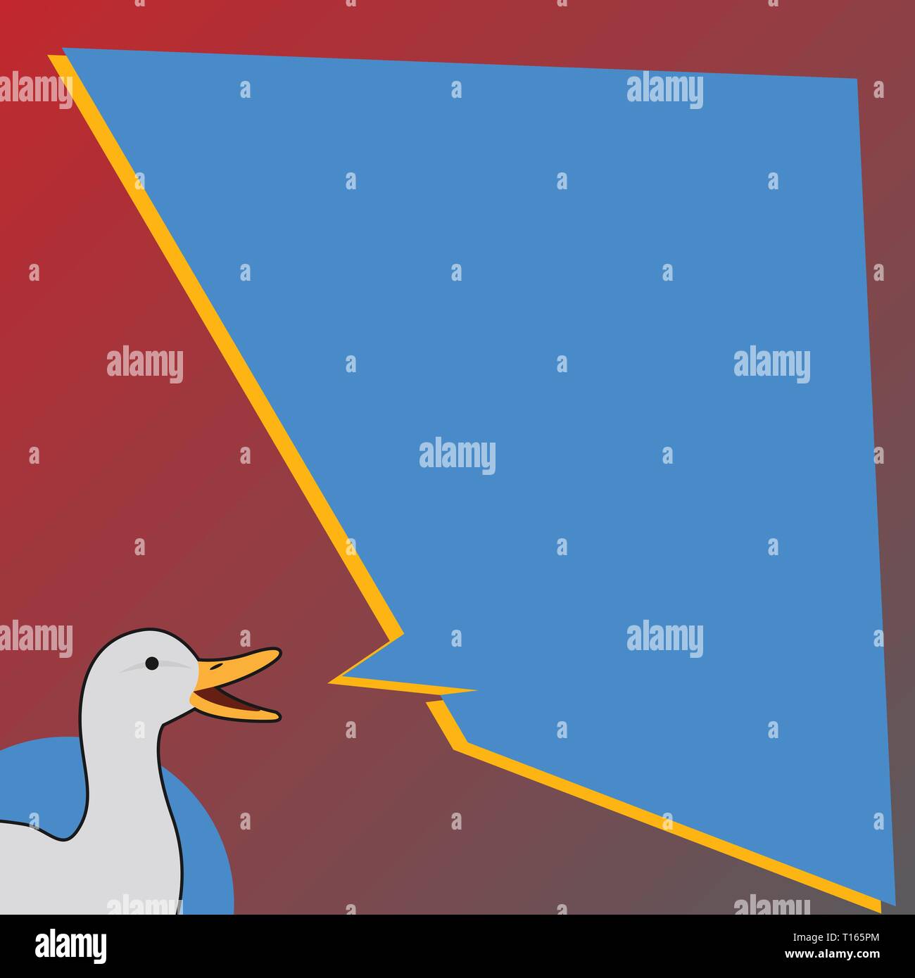 Illustration of Duck Speaking with Uneven Shape Blank Blue Speech ...