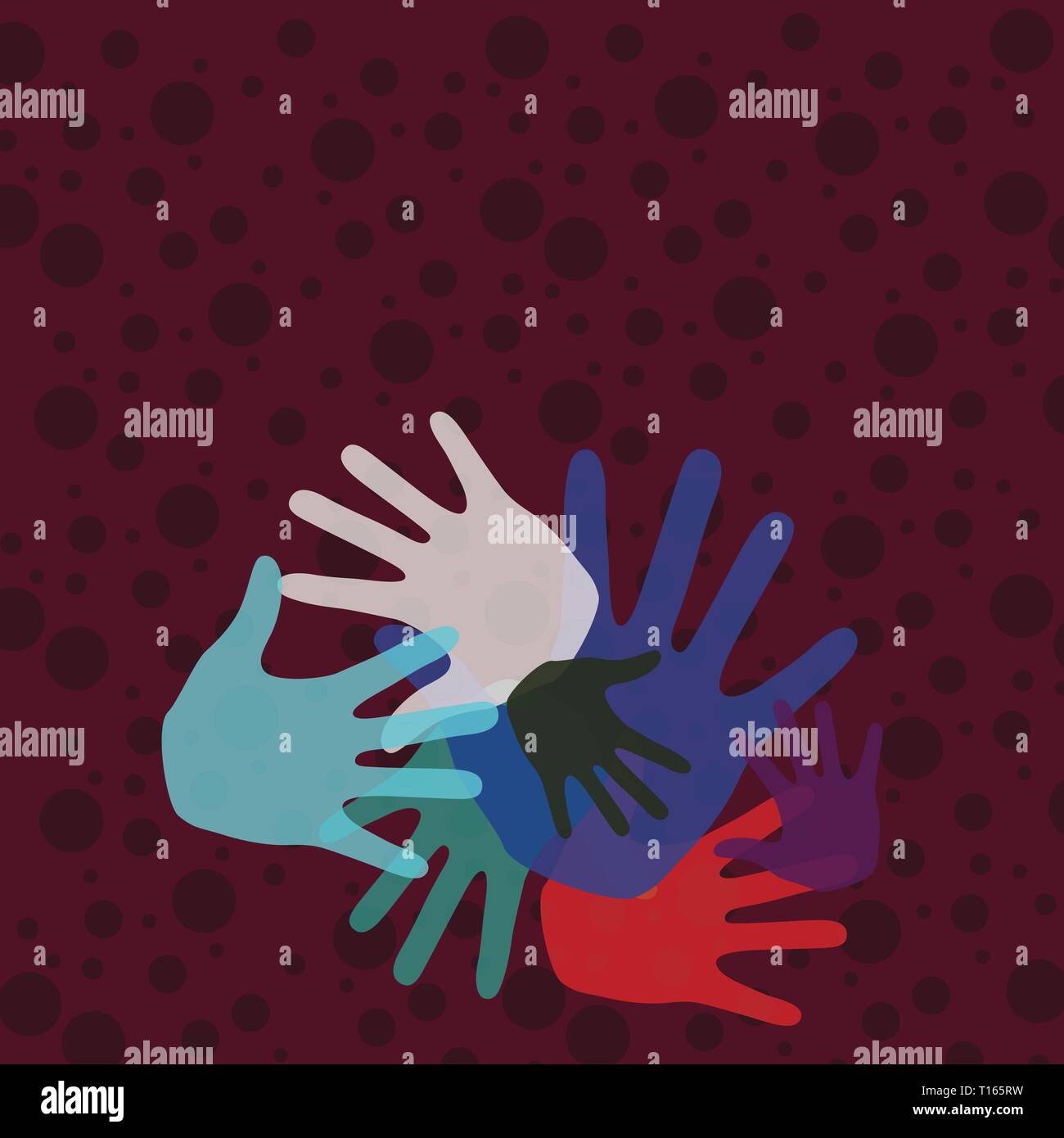 Color Hand Marks of Different Sizes Overlapping for Teamwork and ...