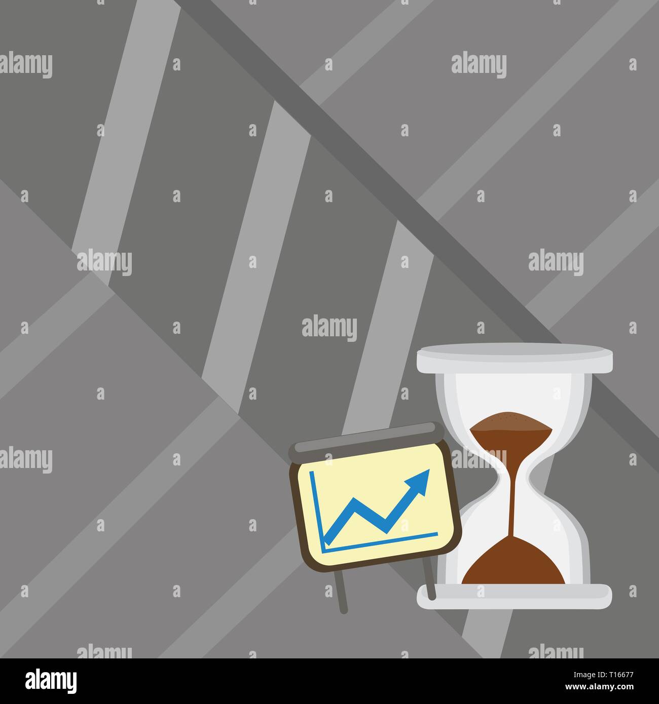 Successful Growth Chart with Arrow Going Up and Hourglass with Sand ...