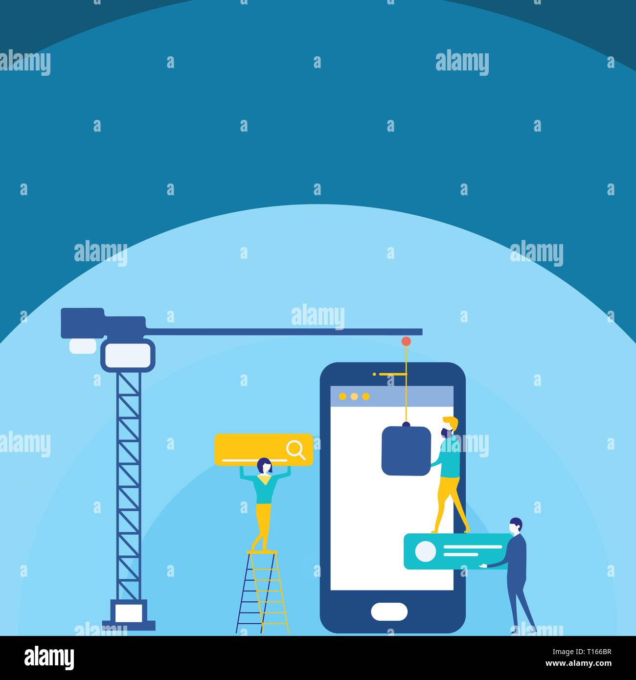 Staff Working Together for Common Target Goal with SEO Process Icons ...