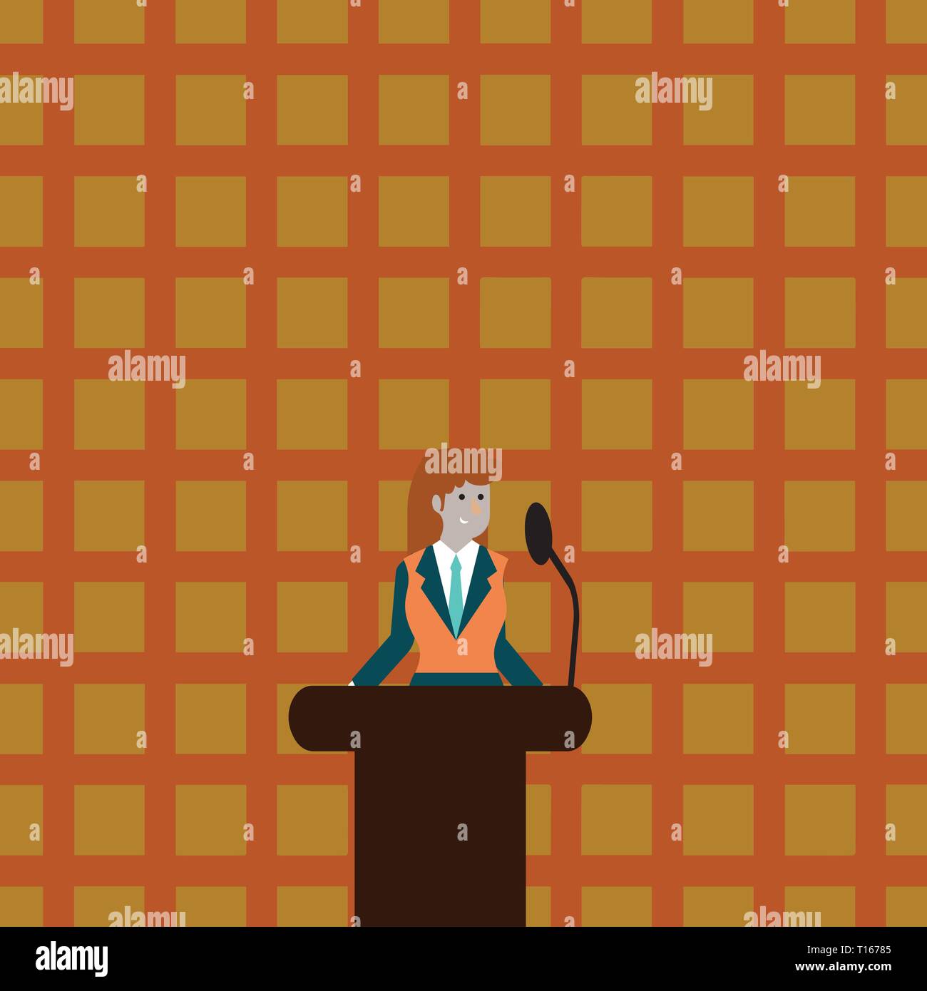 Business woman standing behind lectern Stock Vector Images - Alamy