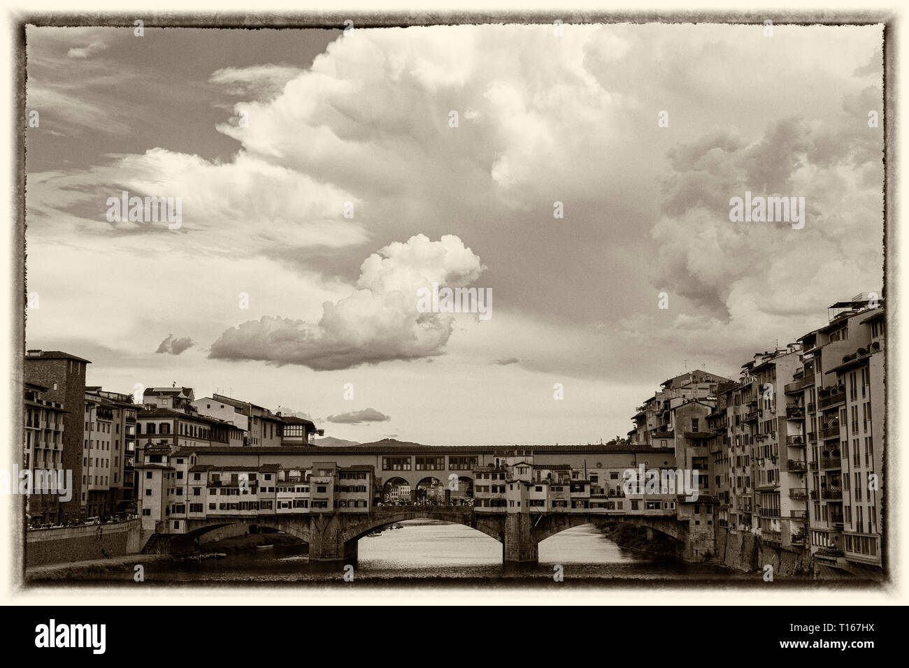 The Ponte Vecchio, a medieval stone closed-spandrel segmental arch ...