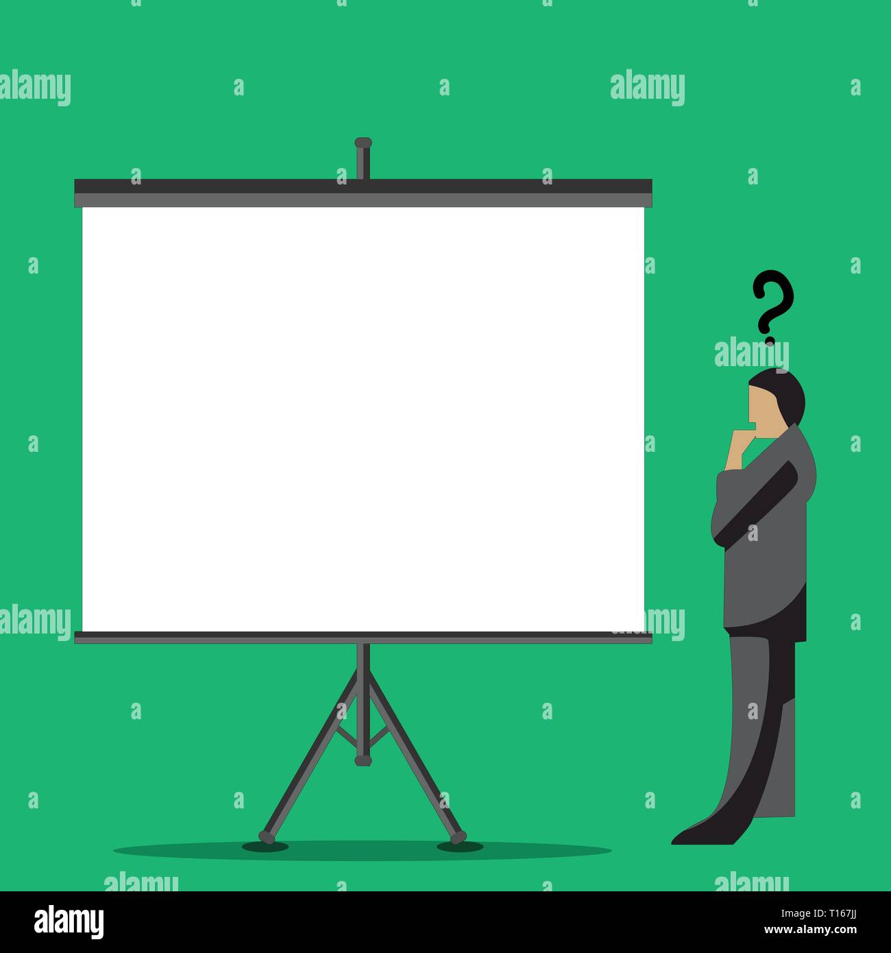 Businessman with Question Mark Above his Head Standing Beside Blank ...