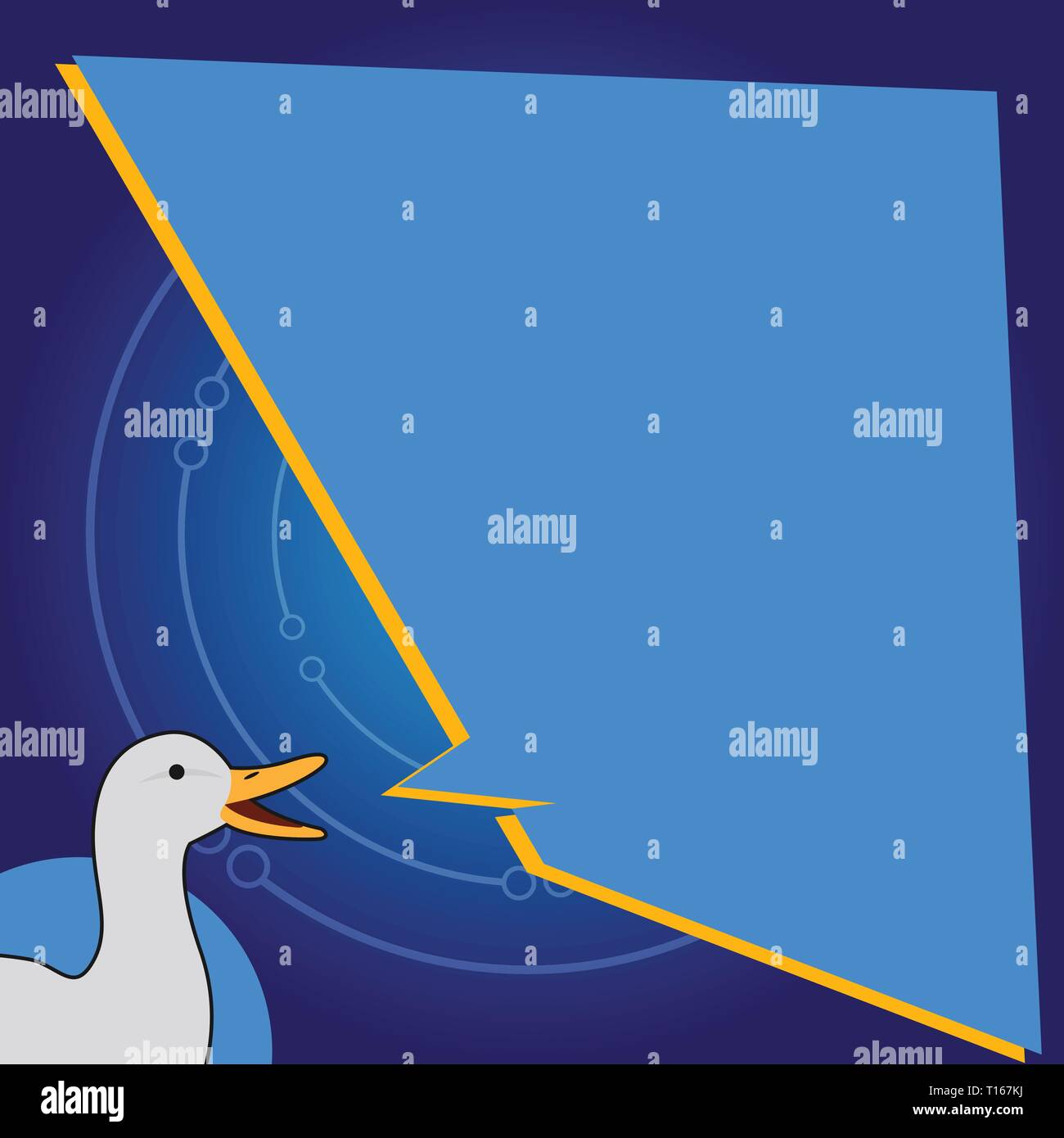 Illustration of Duck Speaking with Uneven Shape Blank Blue Speech ...