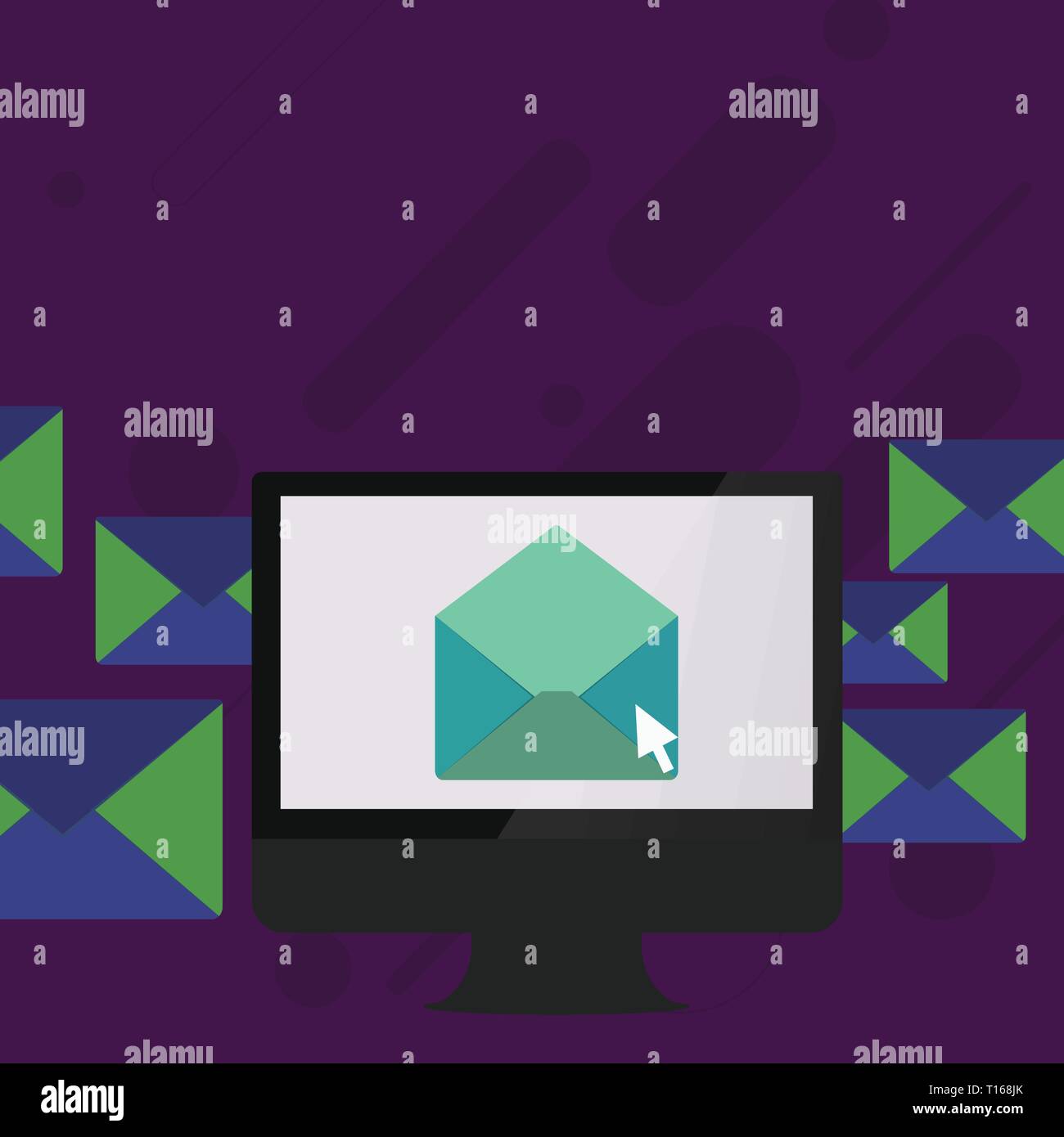 Open Color Envelope inside Computer Screen. Letter Casing Surrounds the ...