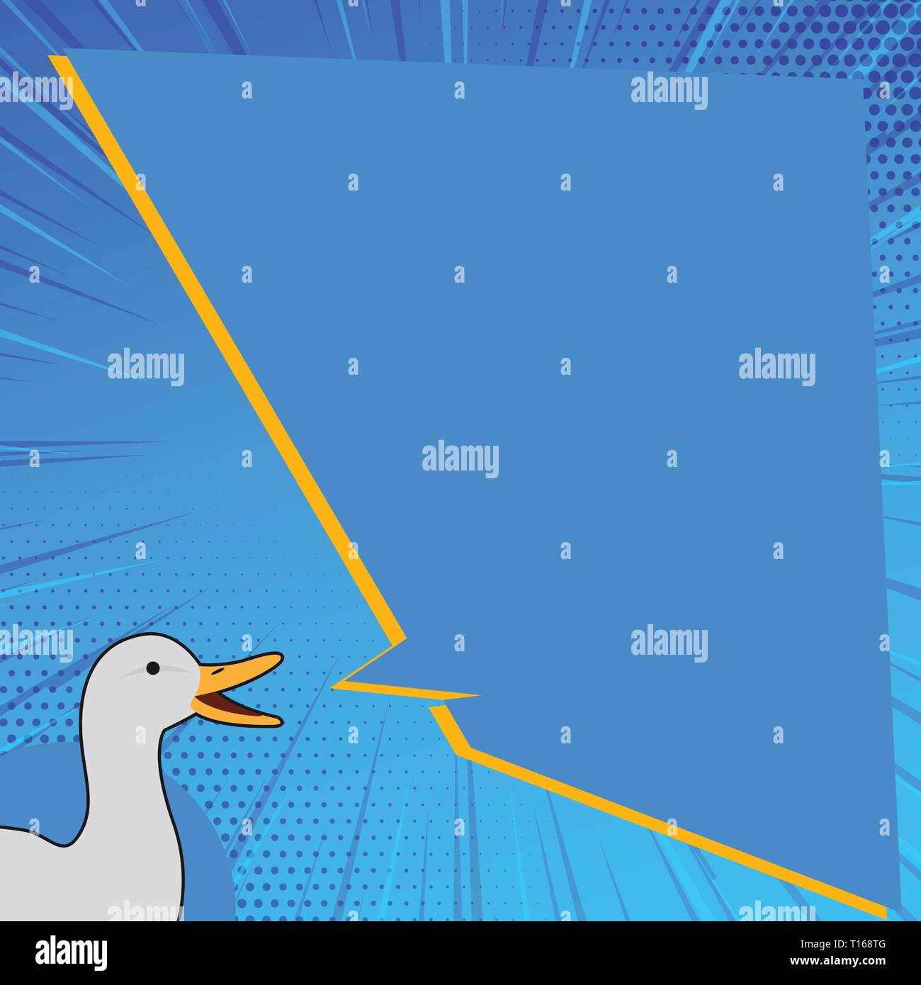 Illustration of Duck Speaking with Uneven Shape Blank Blue Speech ...