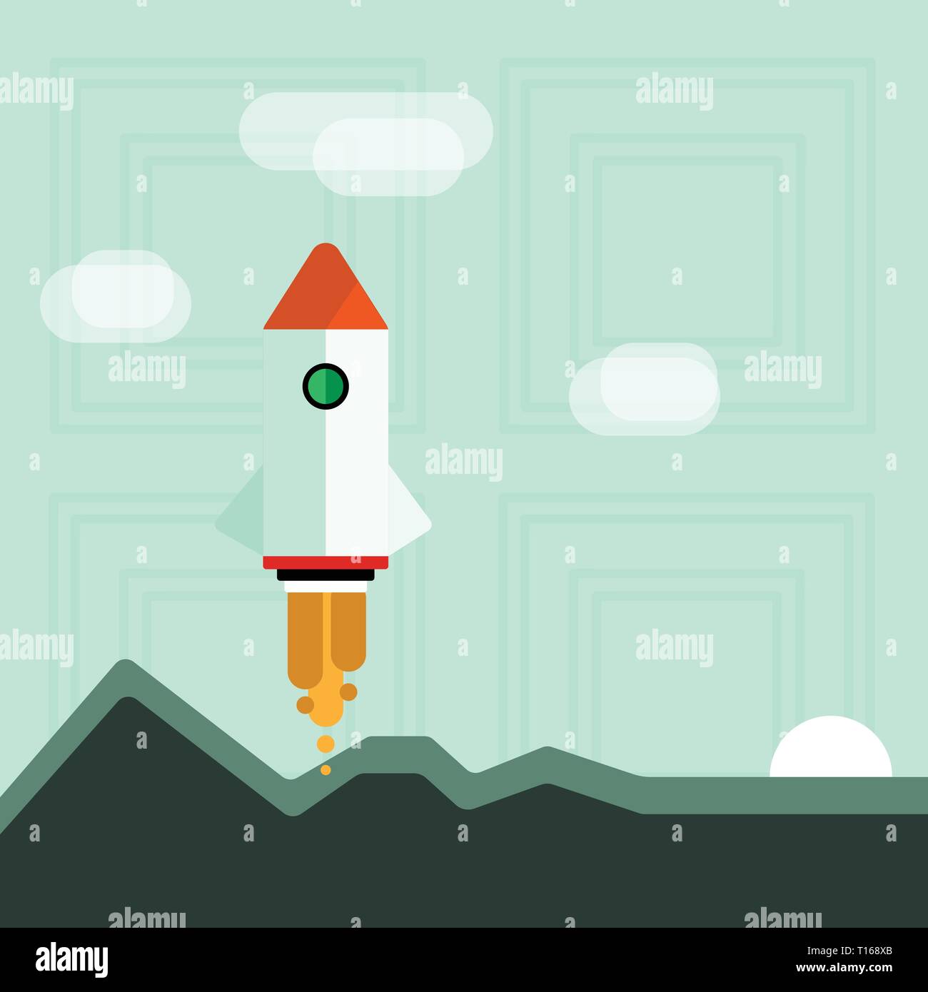 Colorful Spacecraft Shuttle Rocketship Launching for New Business ...