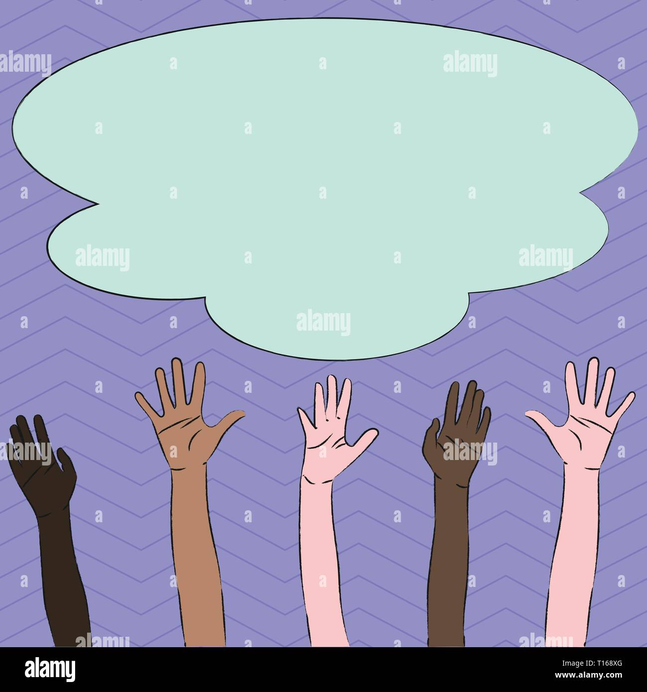 Multiracial Diversity Hands Raising Upward Reaching for Colorful Big ...