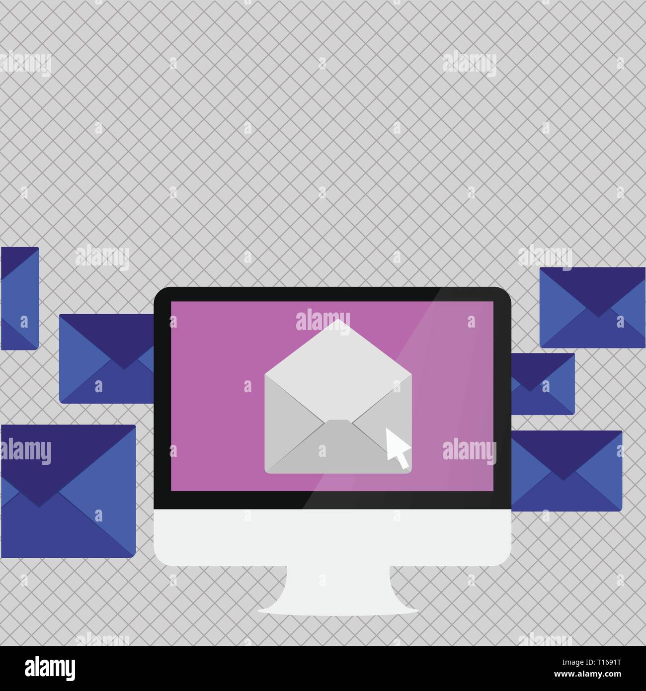 Open Color Envelope inside Computer Screen. Letter Casing Surrounds the PC Design business Empty ...