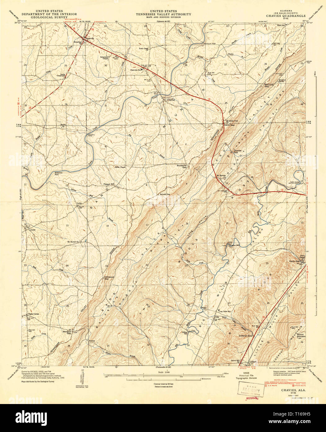 USGS TOPO Map Alabama AL Chavies 303457 1947 24000 Stock Photo - Alamy