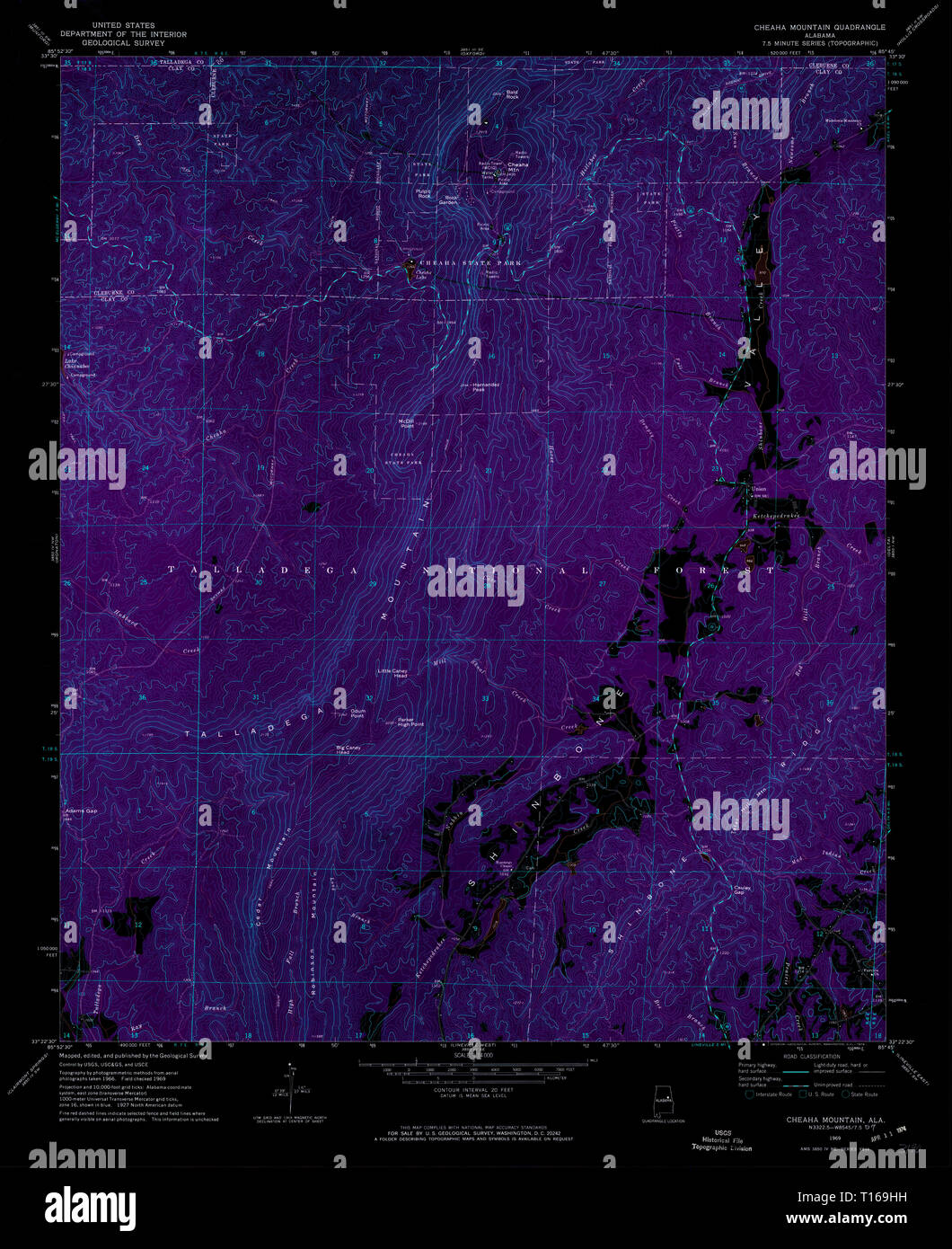 USGS TOPO Map Alabama AL Cheaha Mountain 303461 1969 24000 Inverted ...