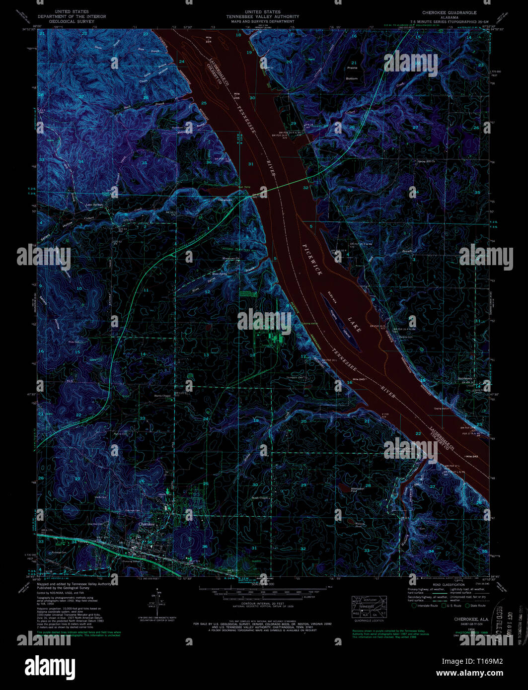 USGS TOPO Map Alabama AL Cherokee 303471 1954 24000 Inverted Stock ...