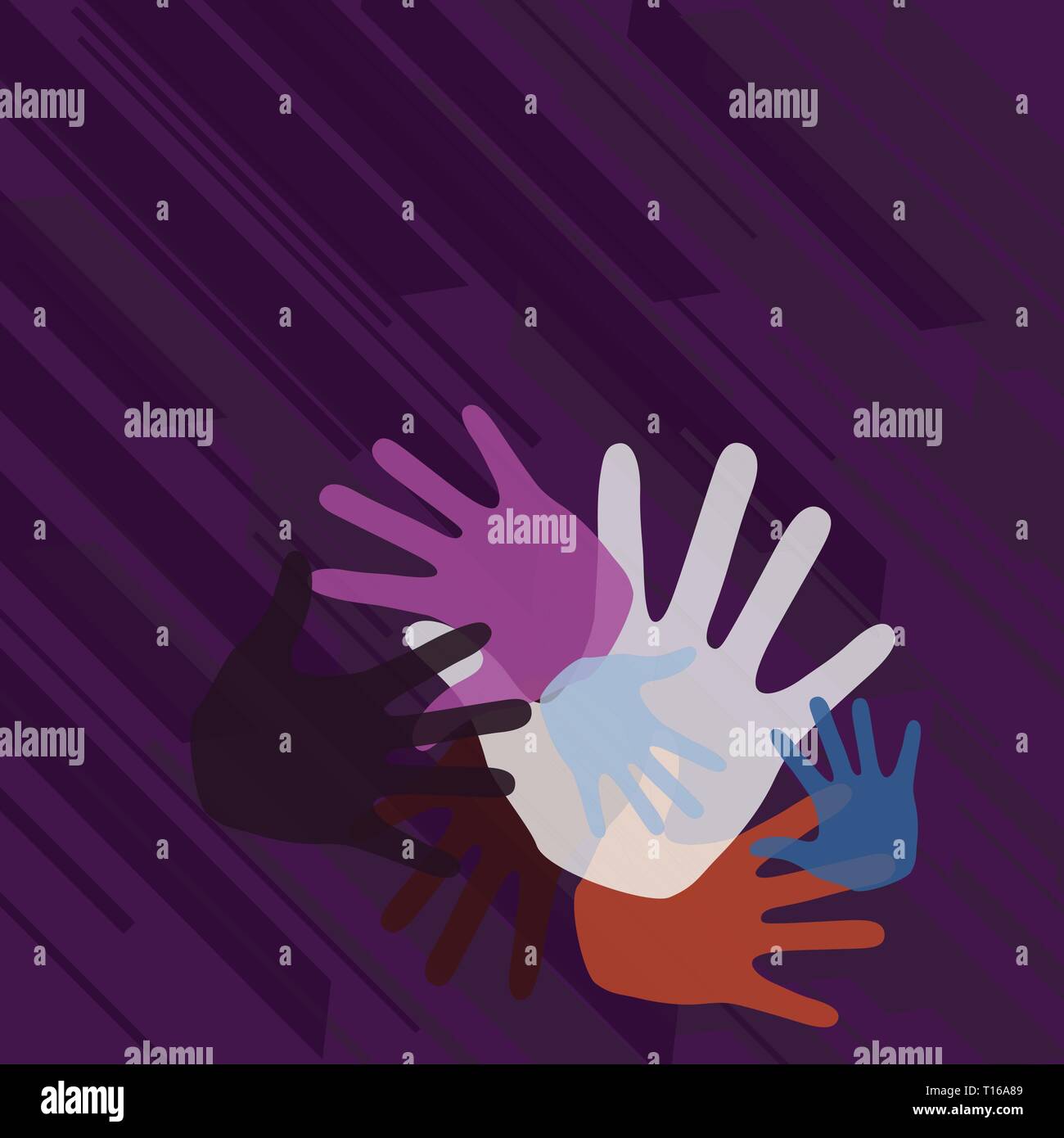 Color Hand Marks of Different Sizes Overlapping for Teamwork and ...