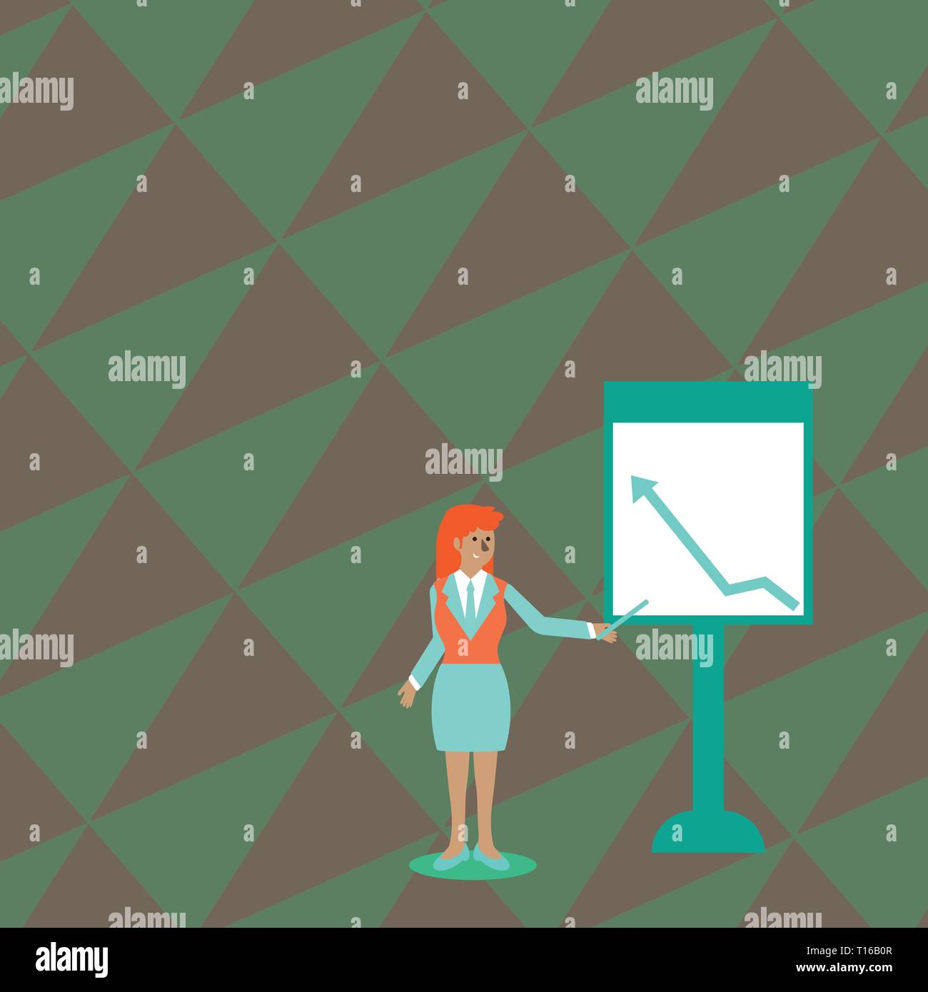 Businesswoman Holding Stick Pointing to Chart of Arrow Upward on ...
