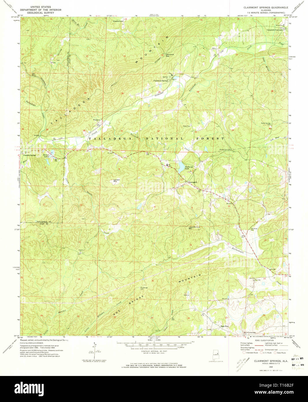 USGS TOPO Map Alabama AL Clairmont Springs 303508 1969 24000 Stock ...