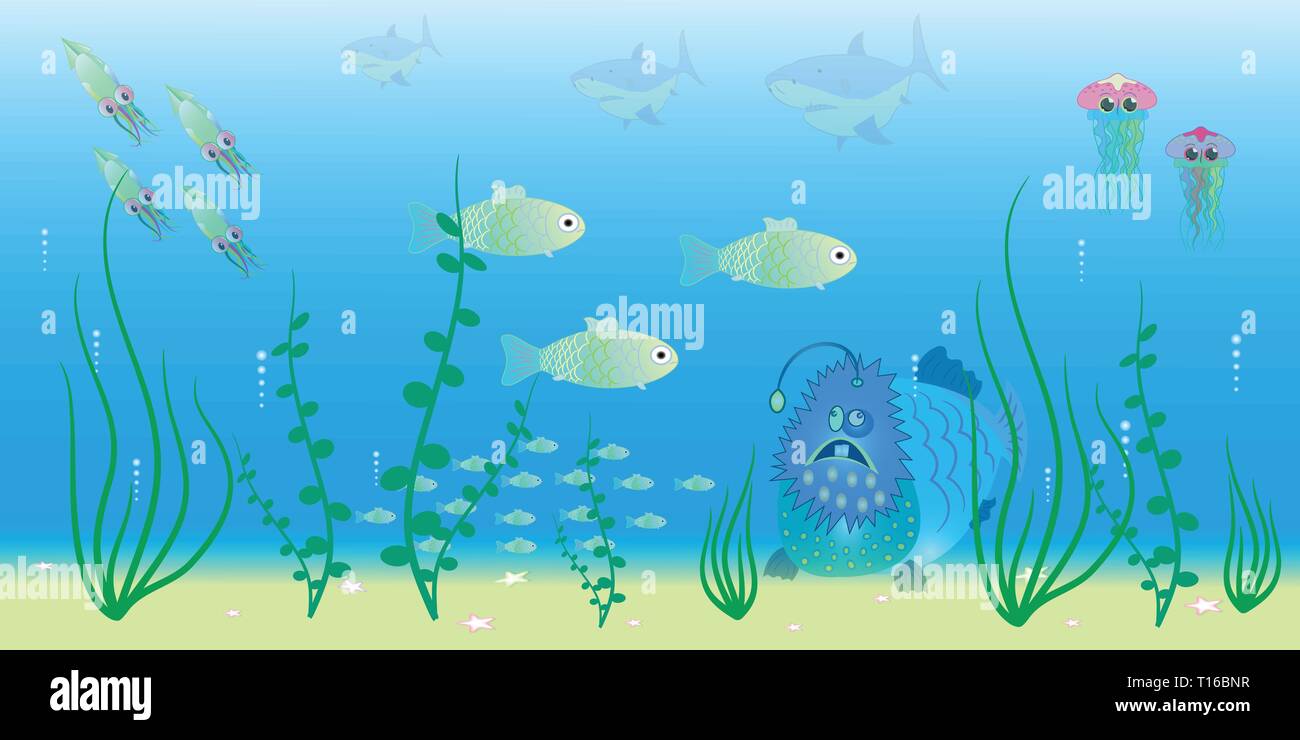 animals of the ocean depths vector illustration Stock Vector Image ...
