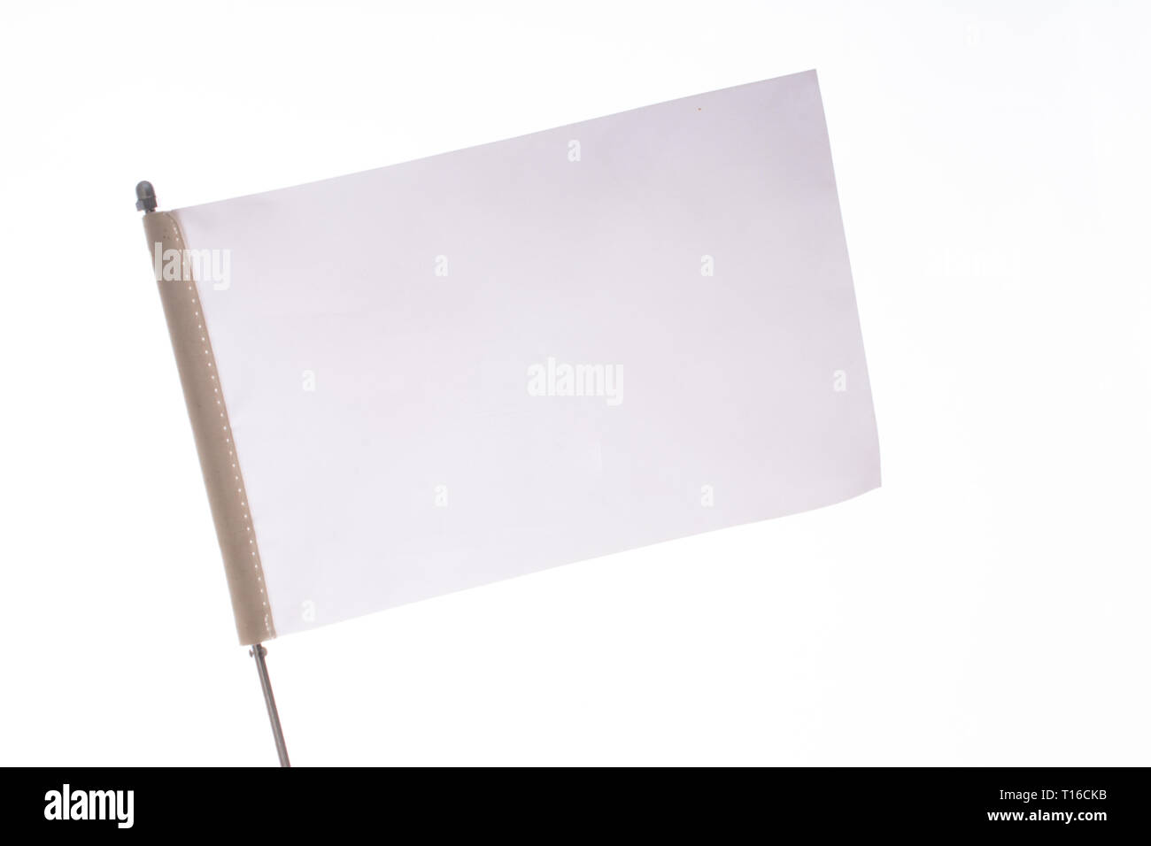 White flag on a white background in the display Stock Photo - Alamy
