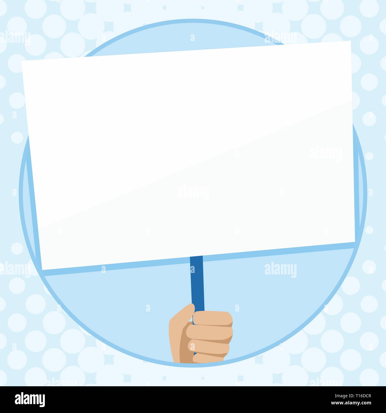 Hand Holding Blank White Placard Supported by Handle for Social ...