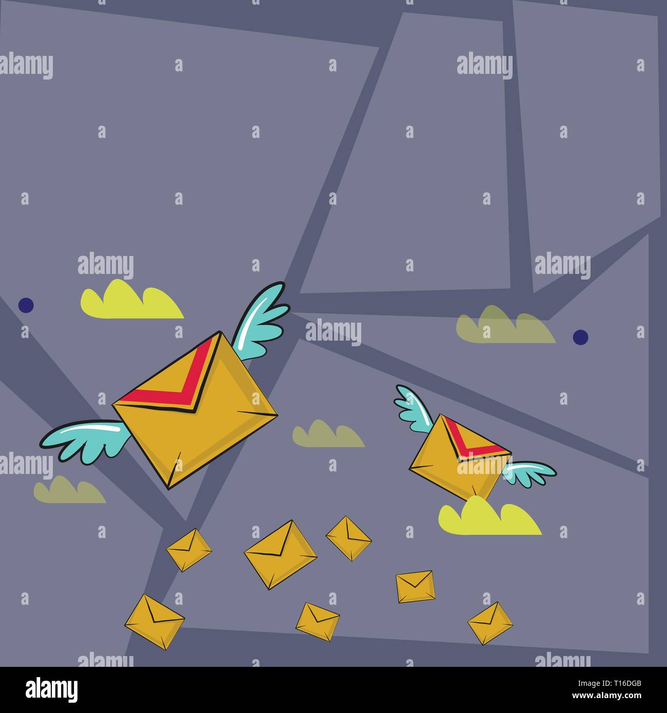 Many Colorful Airmail Flying Letter Envelopes and Two of Them with ...