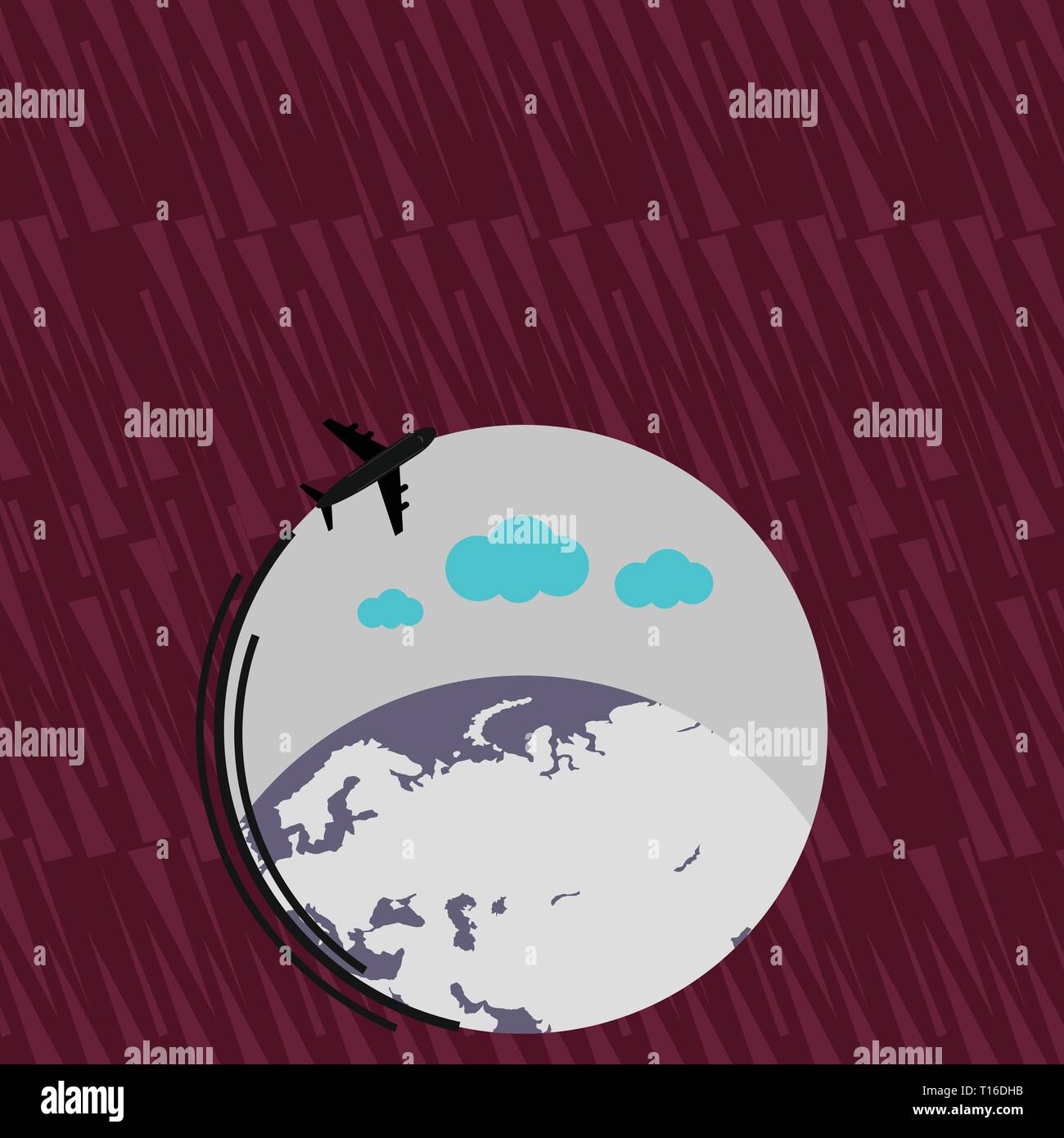 Airplane with Moving Icon Flying Around Colorful Globe and Blank Text ...