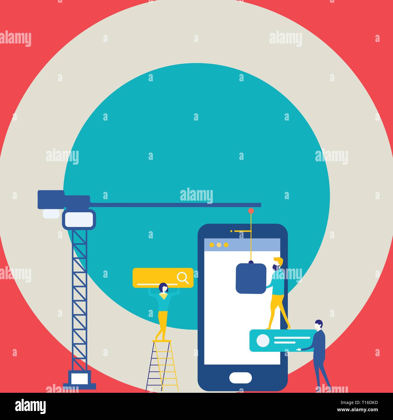 Staff Working Together for Common Target Goal with SEO Process Icons ...