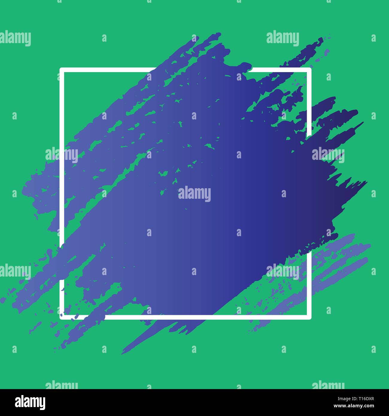 Blue Tone Paint Inside Square Line Frame. Textured Smudges with Blank ...