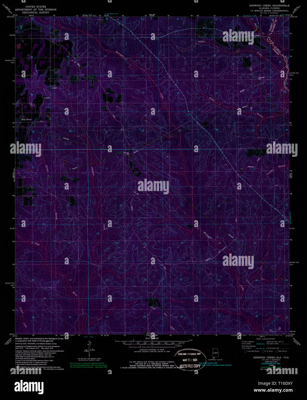USGS TOPO Map Alabama AL Dogwood Creek 303681 1978 24000 Inverted Stock ...