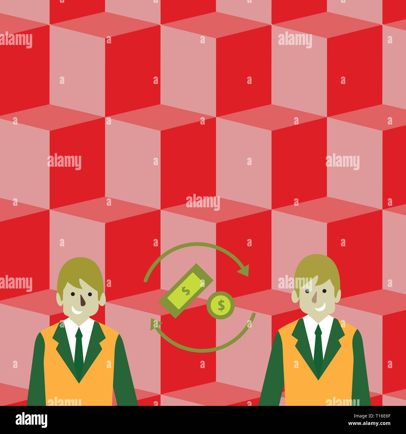 Money in Dollar Currency Sign Inside Rotating Arrows Between Two ...