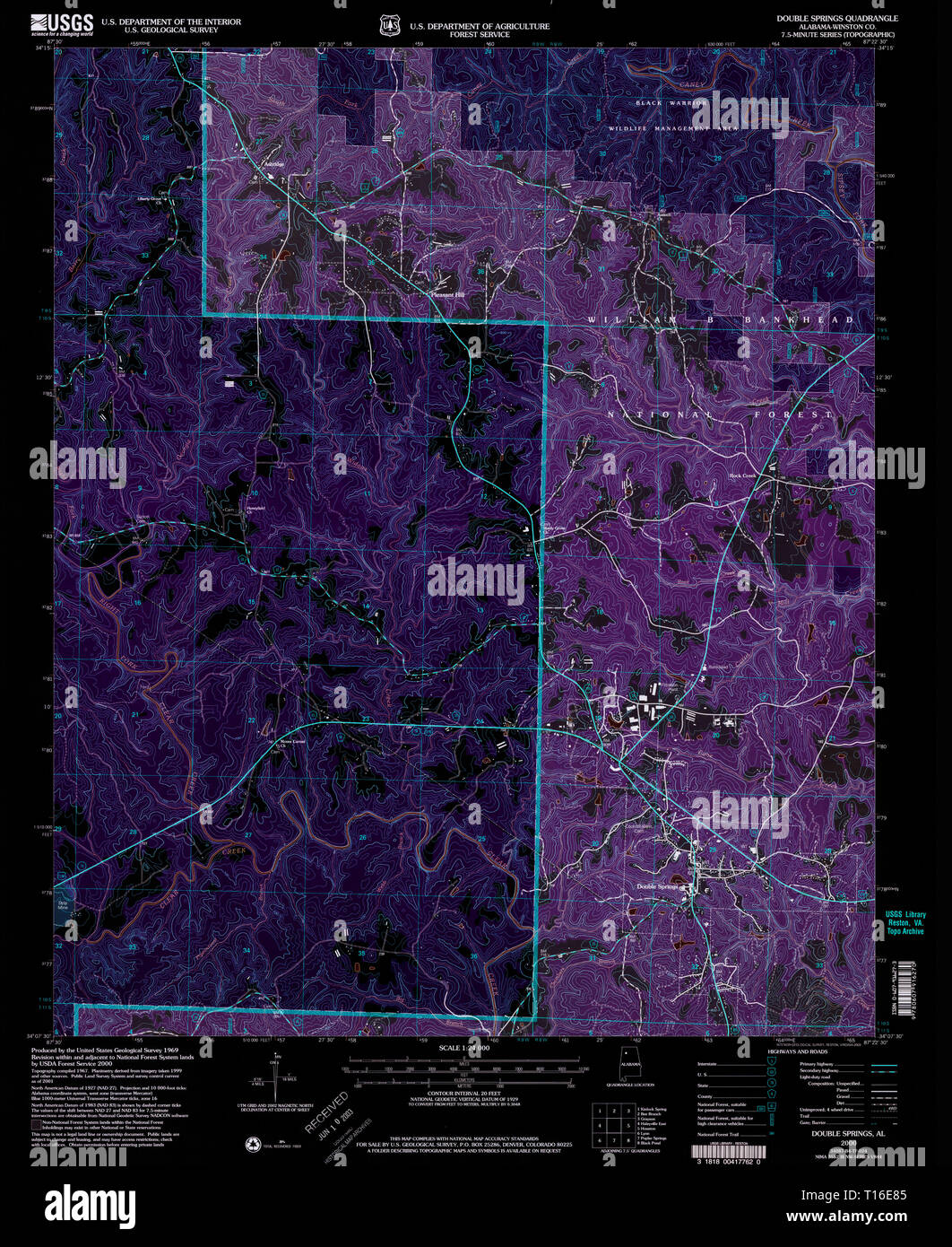 USGS TOPO Map Alabama AL Double Springs 303705 2000 24000 Inverted ...