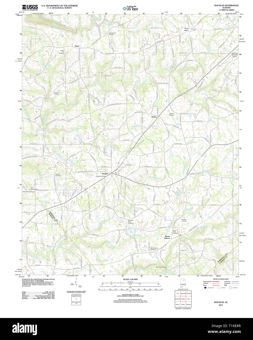 USGS TOPO Map Alabama AL Douglas 20111012 TM Stock Photo - Alamy