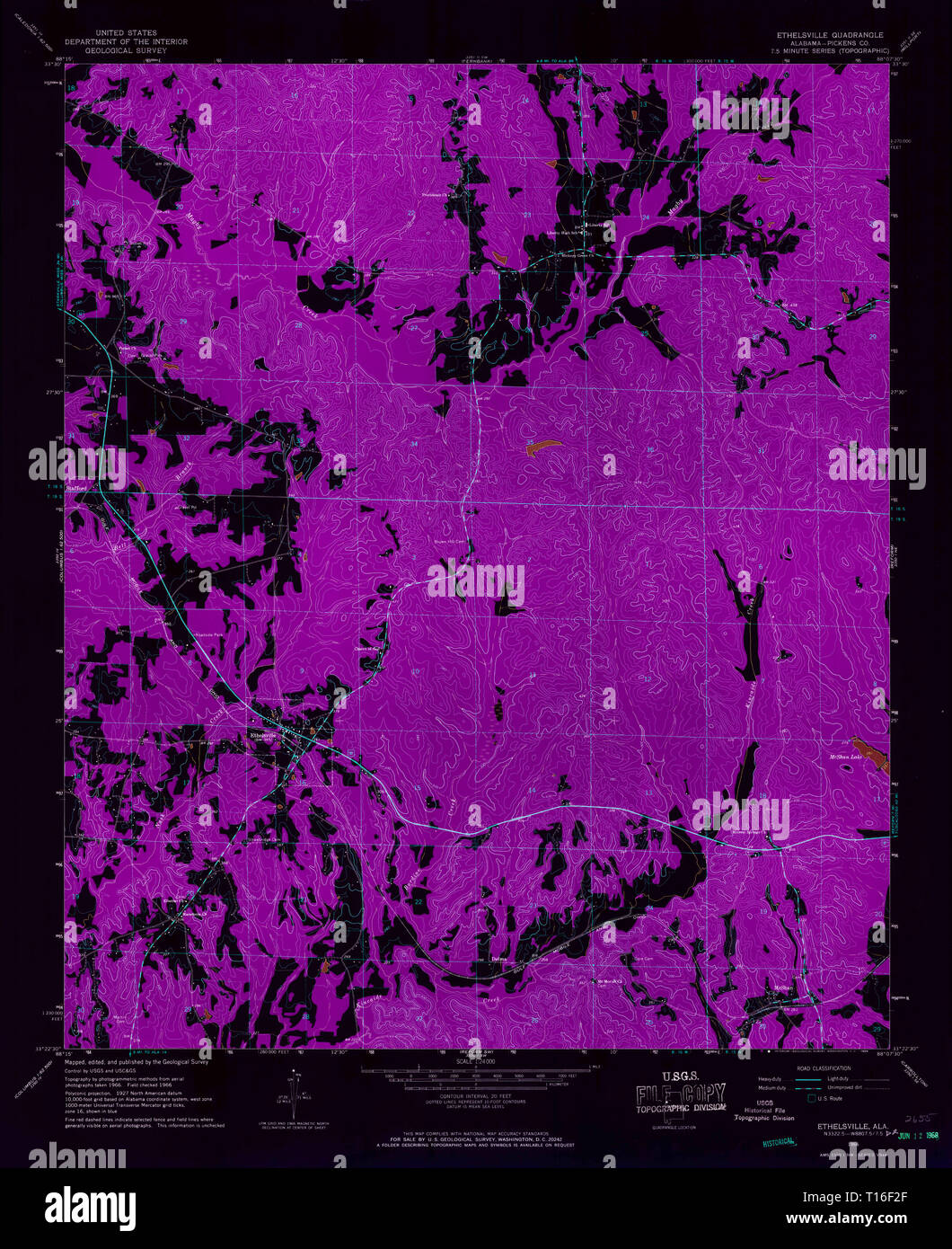 USGS TOPO Map Alabama AL Ethelsville 303783 1966 24000 Inverted Stock ...