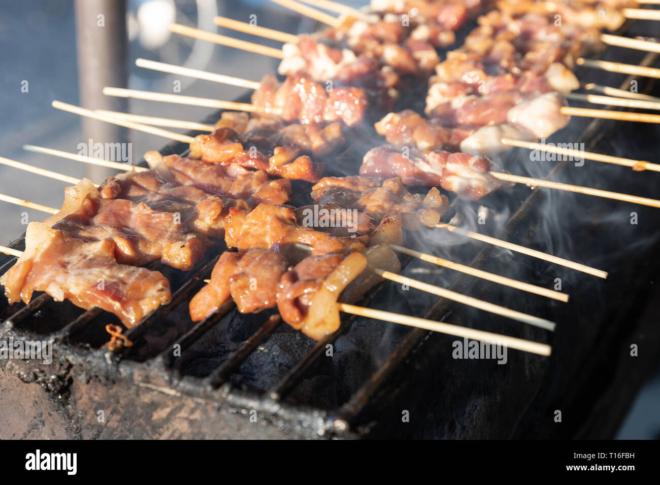 Thai style Barbecue pork,Thai Traditional Food,Street food Stock Photo ...
