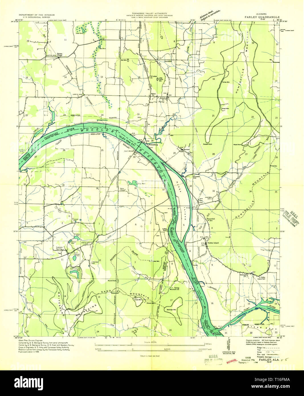 USGS TOPO Map Alabama AL Farley 303815 1936 24000 Stock Photo - Alamy